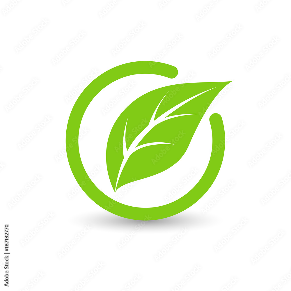 Green Leaf Eco Sign Icon Symbol Vector Illustration Stock Vector Adobe Stock