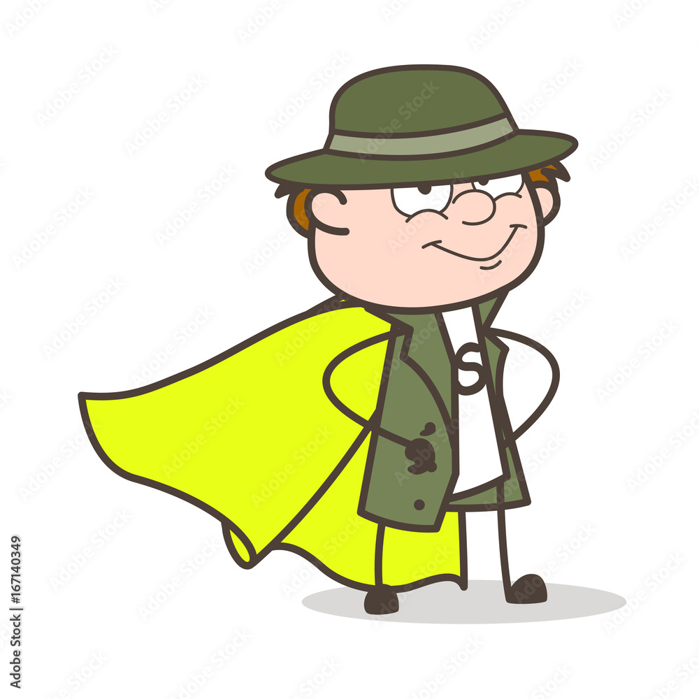 Cartoon Super Hero Detective Character Vector Illustration Stock Vector ...