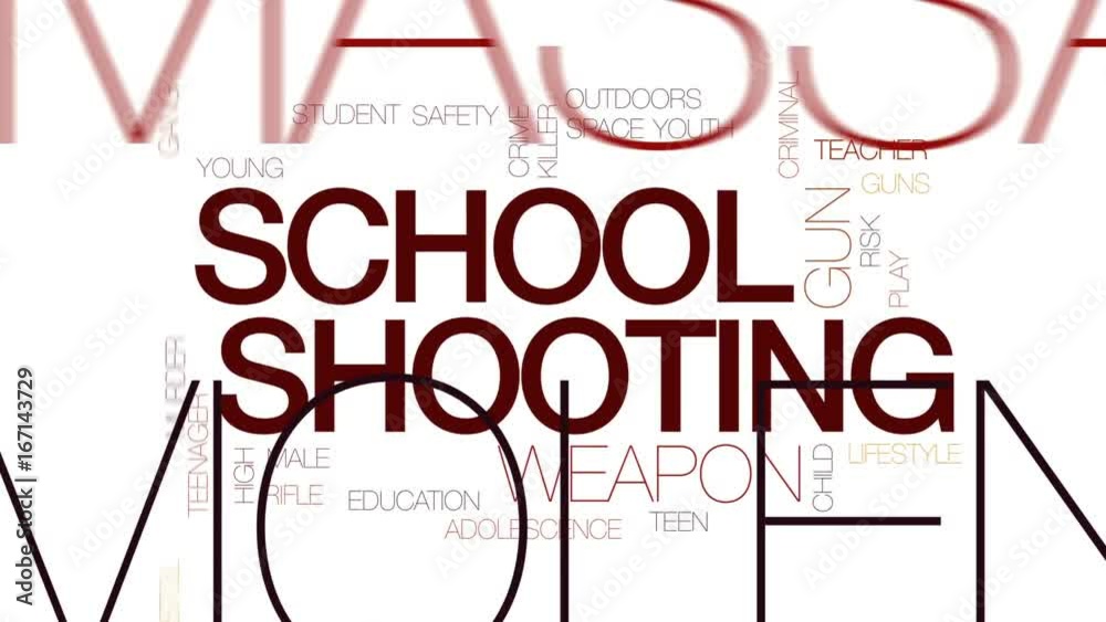 School shooting animated word cloud, text design animation. Kinetic ...