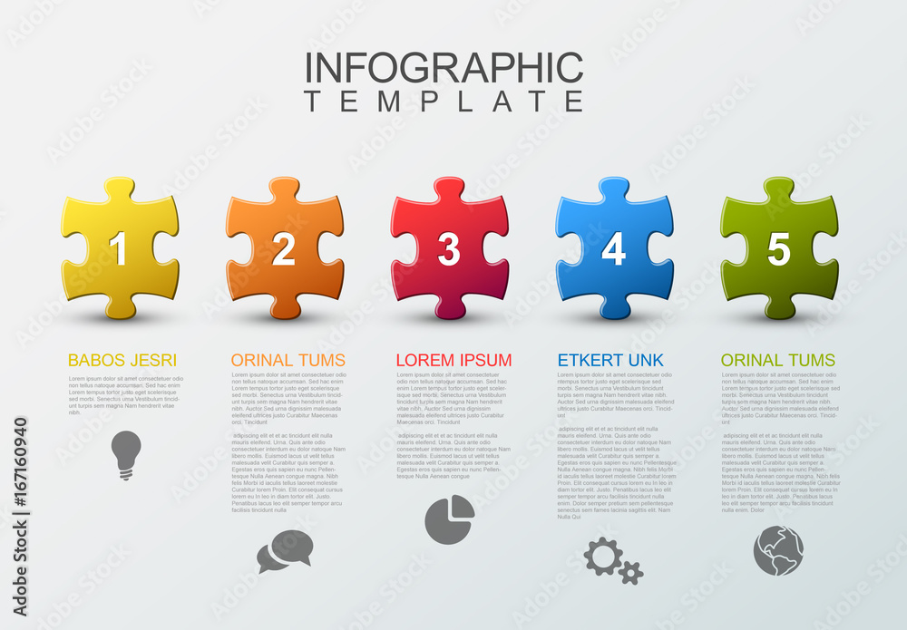 Horizontal Puzzle Piece Infographic Layout 1 Stock Template | Adobe Stock