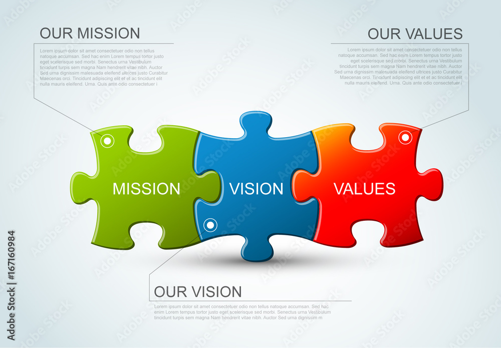 Three Section Horizontal Puzzle Piece Infographic Layout 1 Stock ...