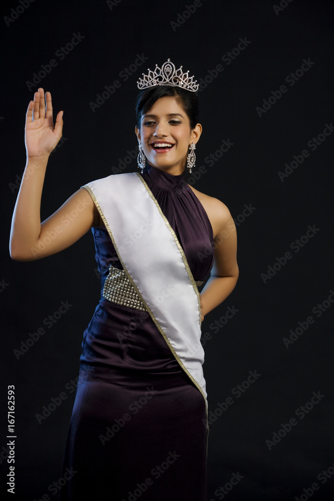 Beauty pageant winner waving Stock Photo | Adobe Stock
