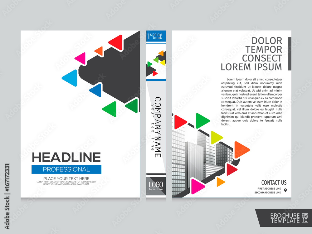 Triangle abstract brochure template . Portfolio layout background.Cover ...