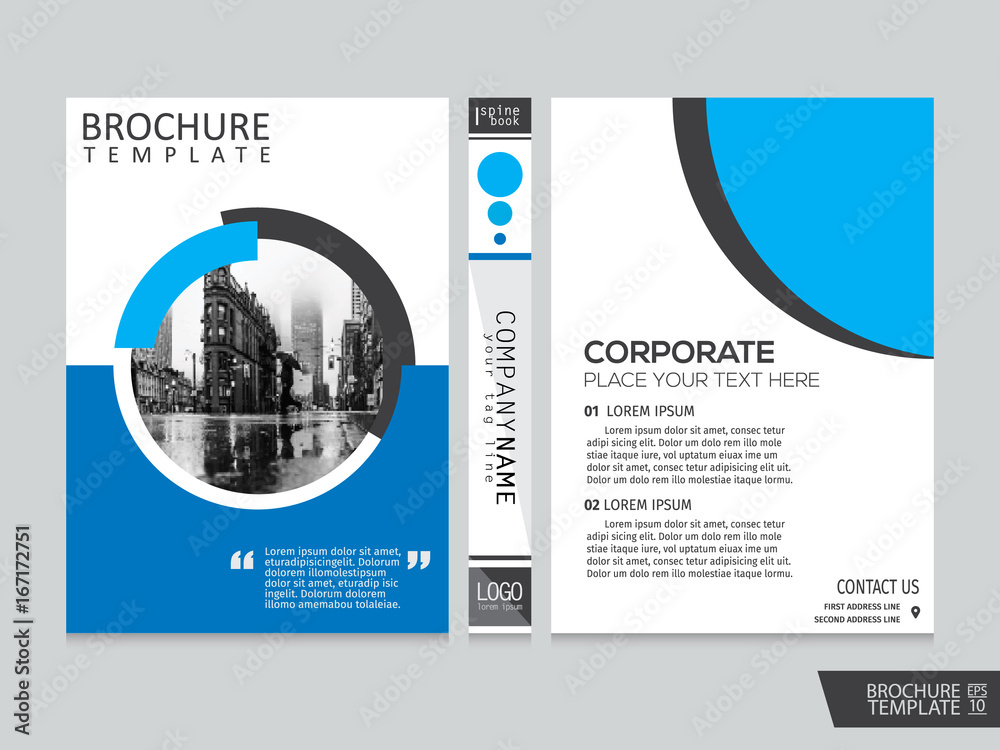 Blue circle brochure template . Portfolio layout background.Cover book ...