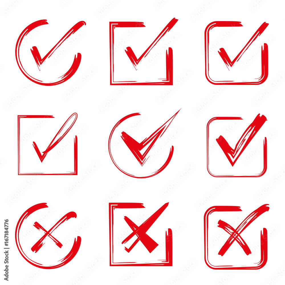 hand drawn marker elements, check mark, check list Stock Vector | Adobe ...