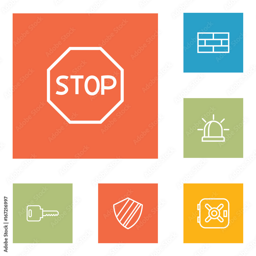 Set Of 6 Safety Outline Icons Set.Collection Of Protection, Safe, No ...