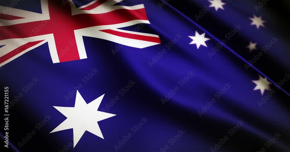 Australia realistic national flag seamless looping waving animation ...