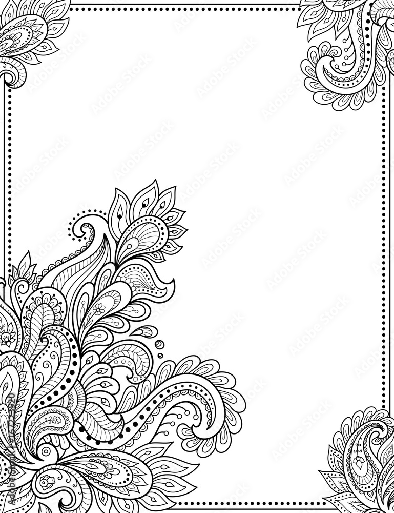 Stylized with henna tattoos decorative pattern for decorating covers ...