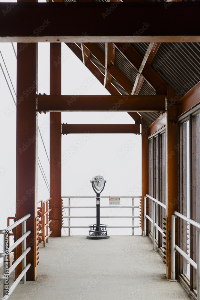 USA, Cannon Mountain, New Hampshire. A Binoculars Machine at the ...