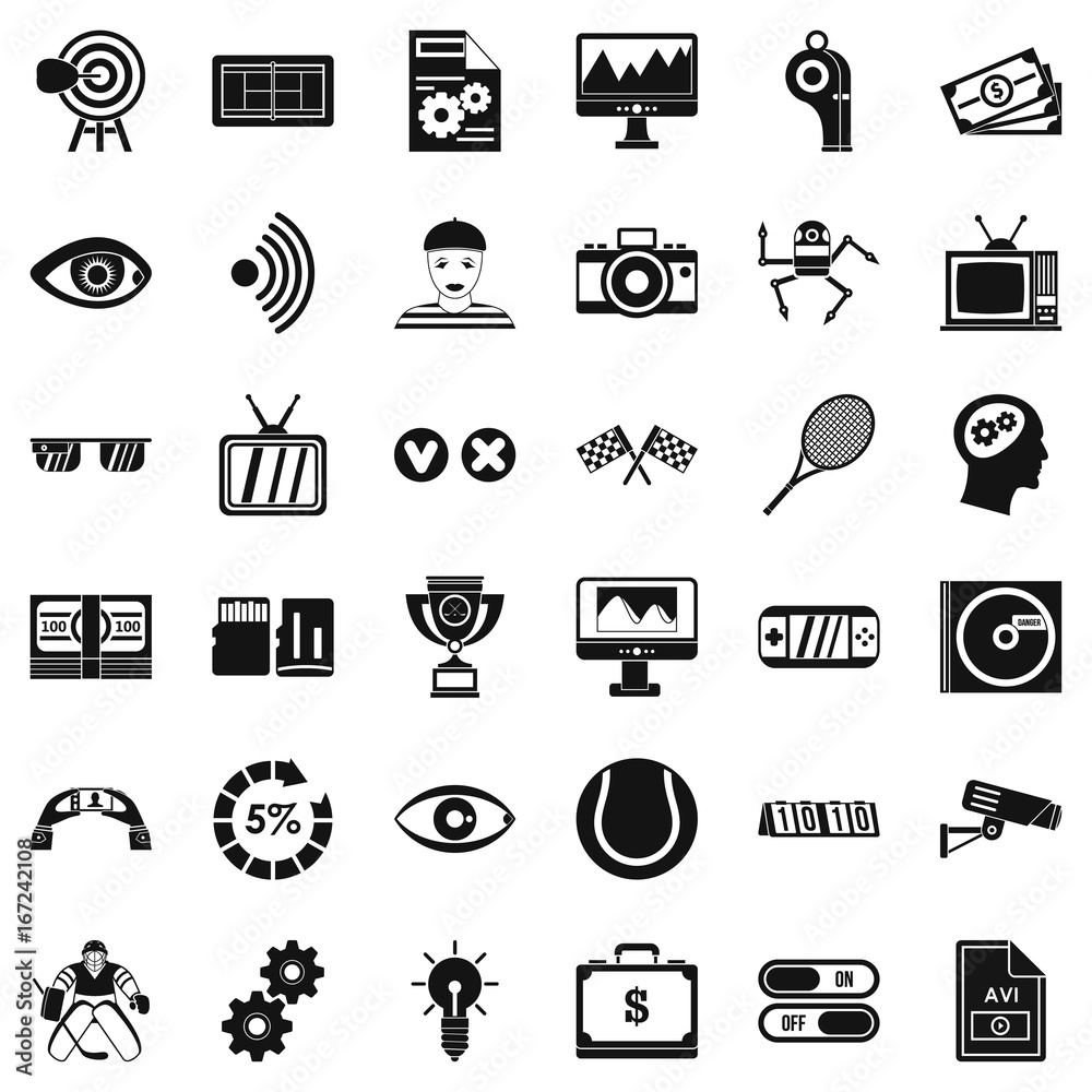 Video format icons set, simple style Stock Vector | Adobe Stock