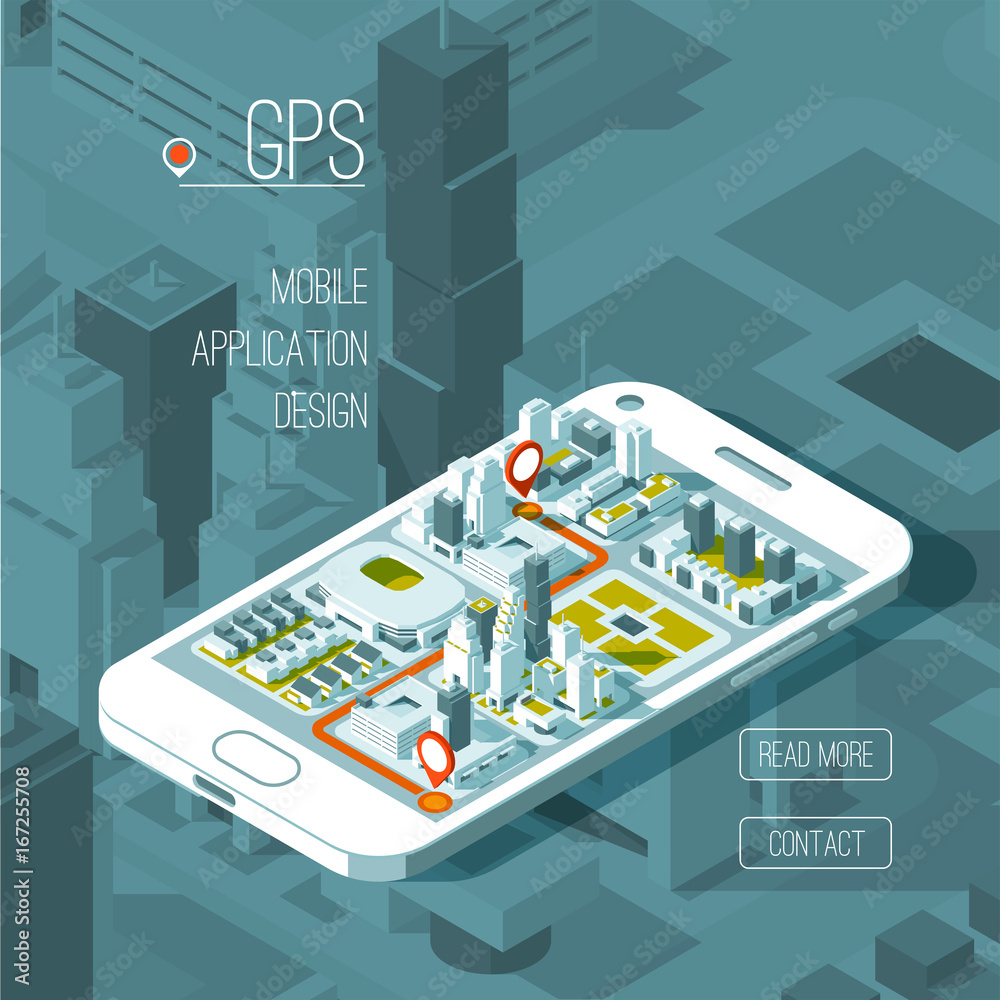 Mobile gps and tracking concept. Location track app on touchscreen ...