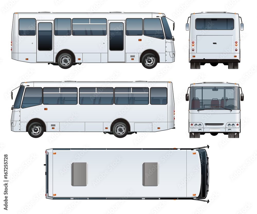 Vector urban passenger mini-bus mock-up Stock Vector | Adobe Stock