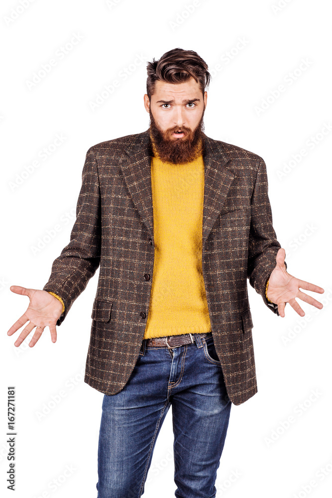 man with confused. emotions, facial expressions, feelings, body ...