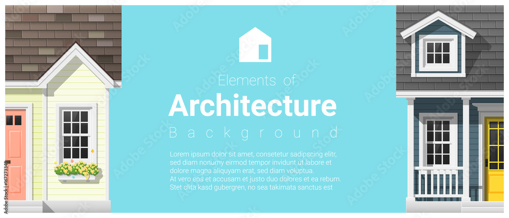 Elements of architecture background with a small house , vector ...