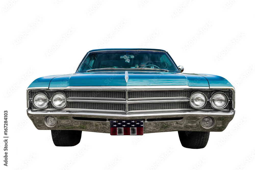 Colorful classic old car - isolated on white background Stock Photo ...