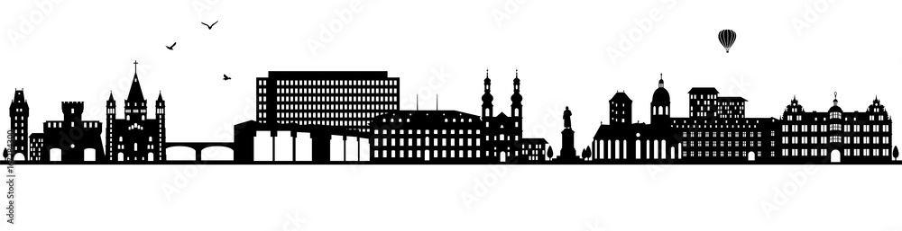 Mainz Rheinland-Pfalz Deutschland Skyline Silhouette Panorama Stock ...