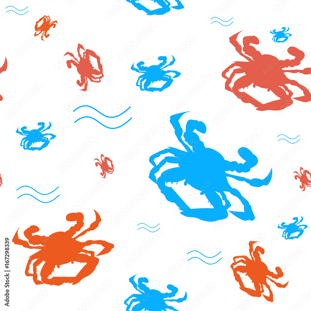 Maryland Blue Crab Seamless Pattern. Chesapeake bay blue crab ...