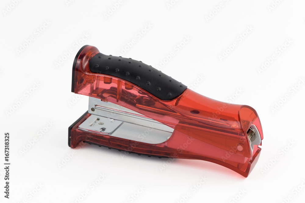 Red stapler with clipping path, office concept, stationery Stock Photo ...