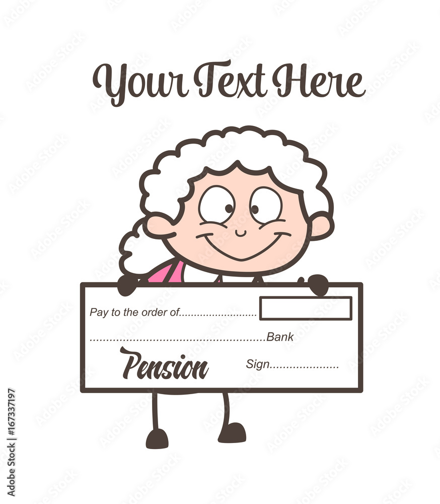 Cartoon Granny Showing a Pension Cheque Vector Illustration Stock ...