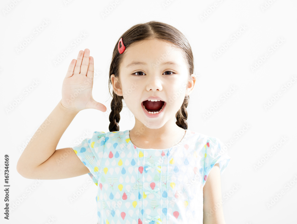 happy little girl with hands up Stock Photo | Adobe Stock