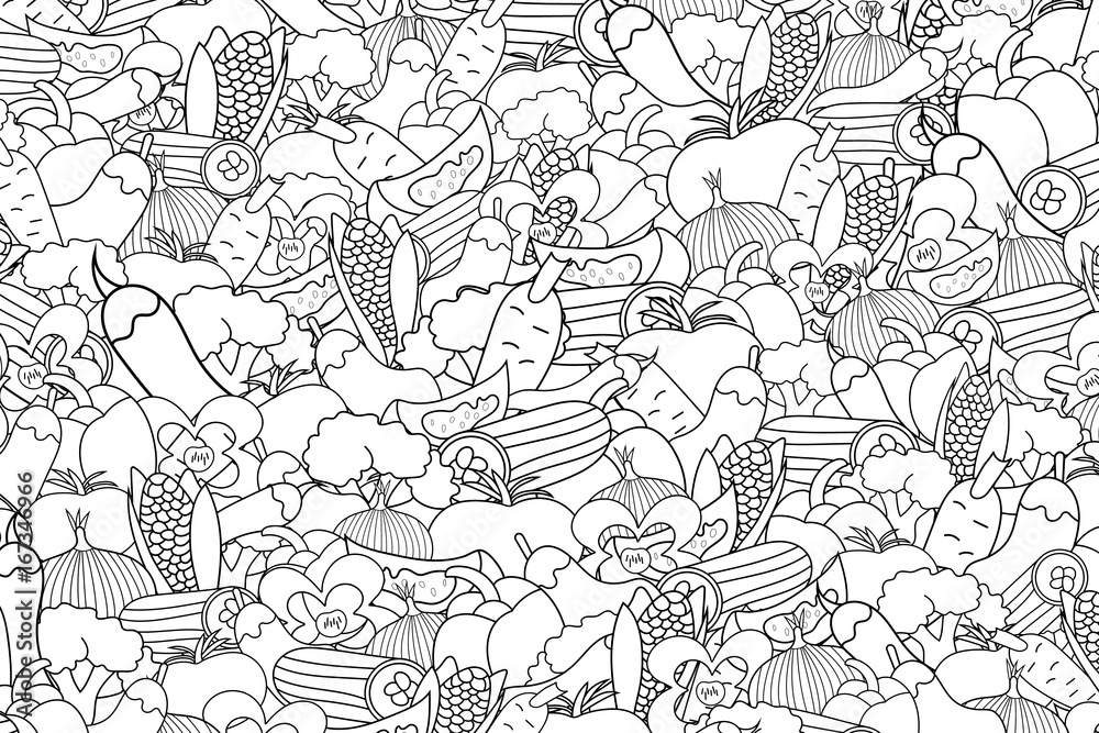 Vegetable Cartoon Outline