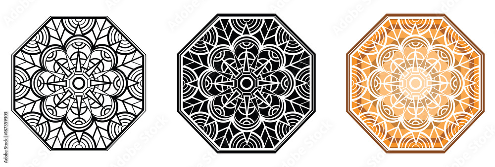 Floral mandala for coloring book and your design. Octagon pattern ...