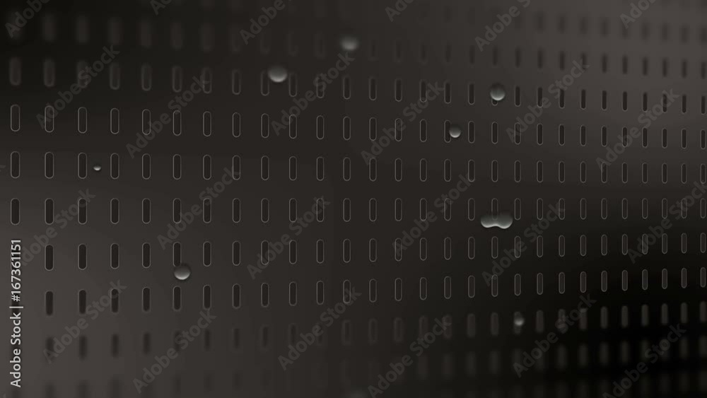 Perforated sheet metal with drops of water. 4K UHD video loop animation ...