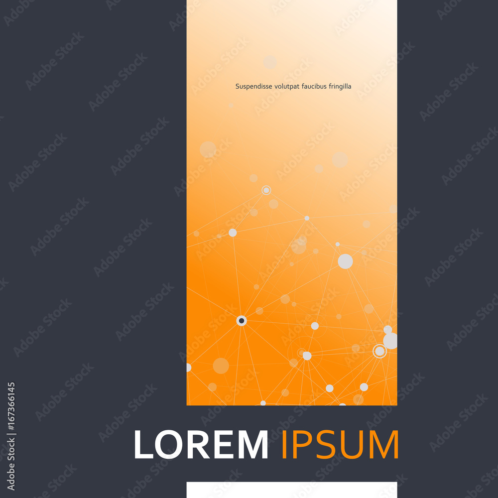 Science Brochure Design Template Vector Molecular Structure With Connected Lines And Dots