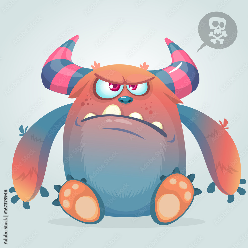 Angry cartoon monster. Halloween vector illustration. Stock Vector ...