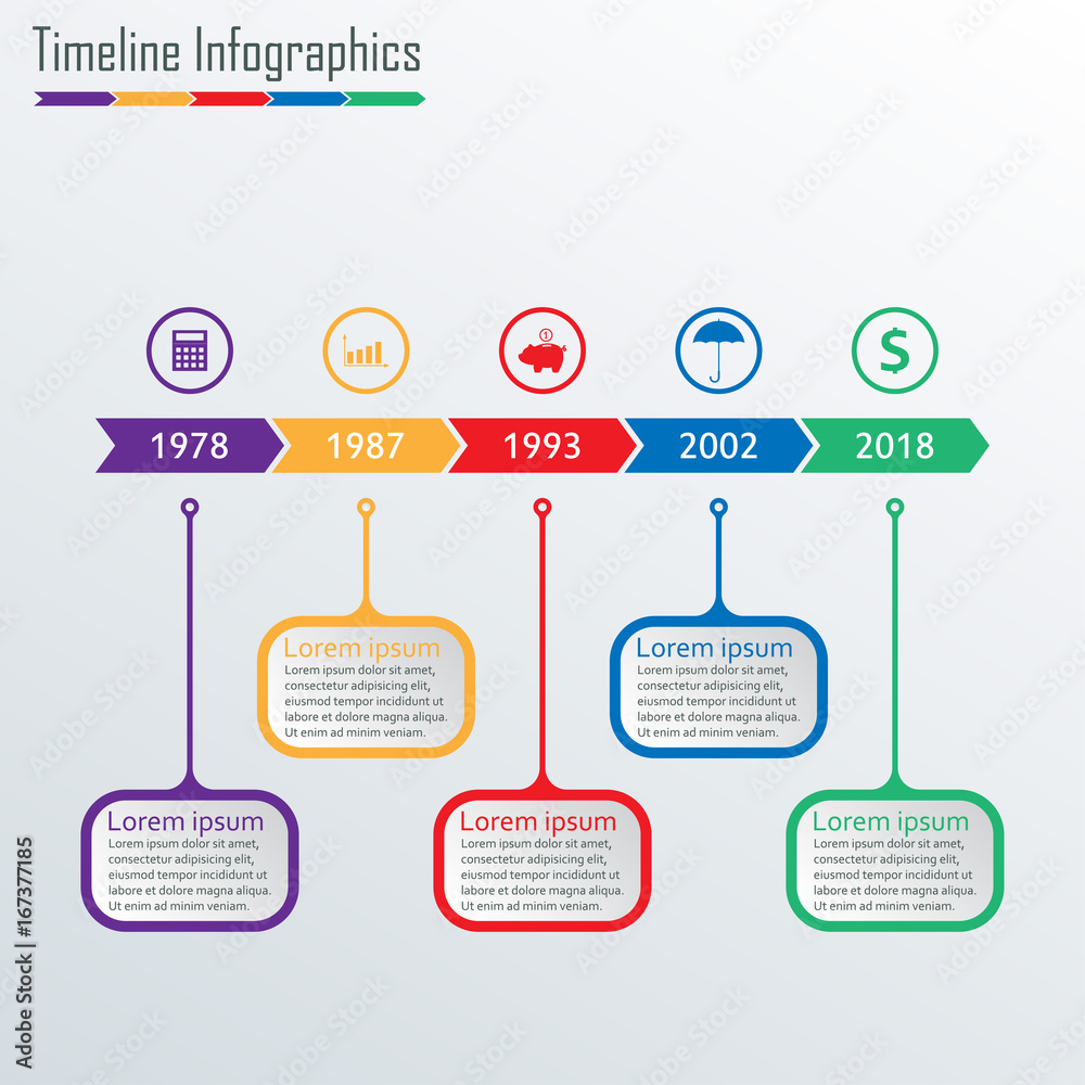 Timeline Infographics template with icons. Horizontal Timeline ...