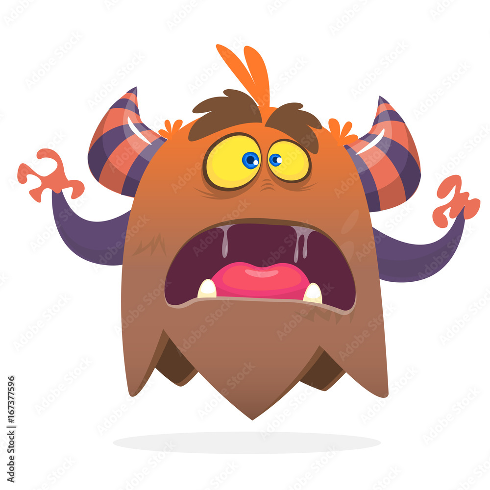 Angry cartoon monster screanimg. Yelling monster expression. Halloween ...