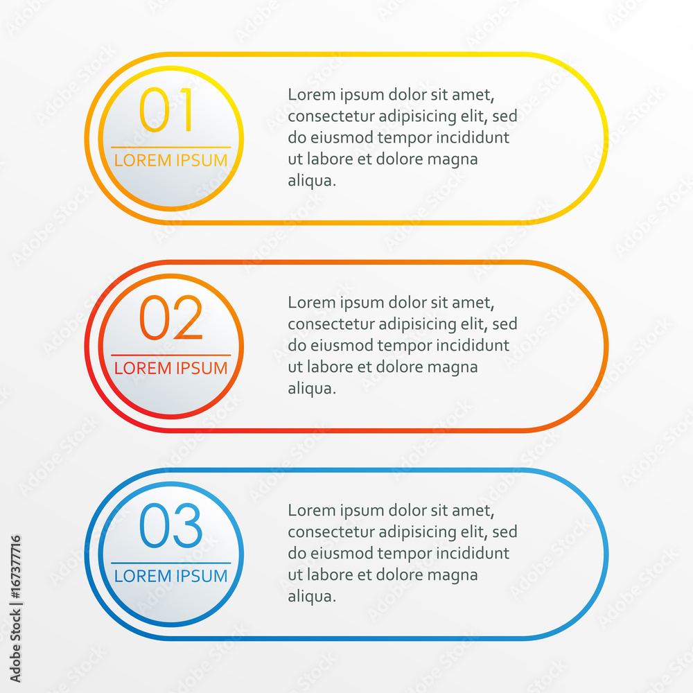 3 steps, options or levels infographics concept. Outline chart, scheme ...
