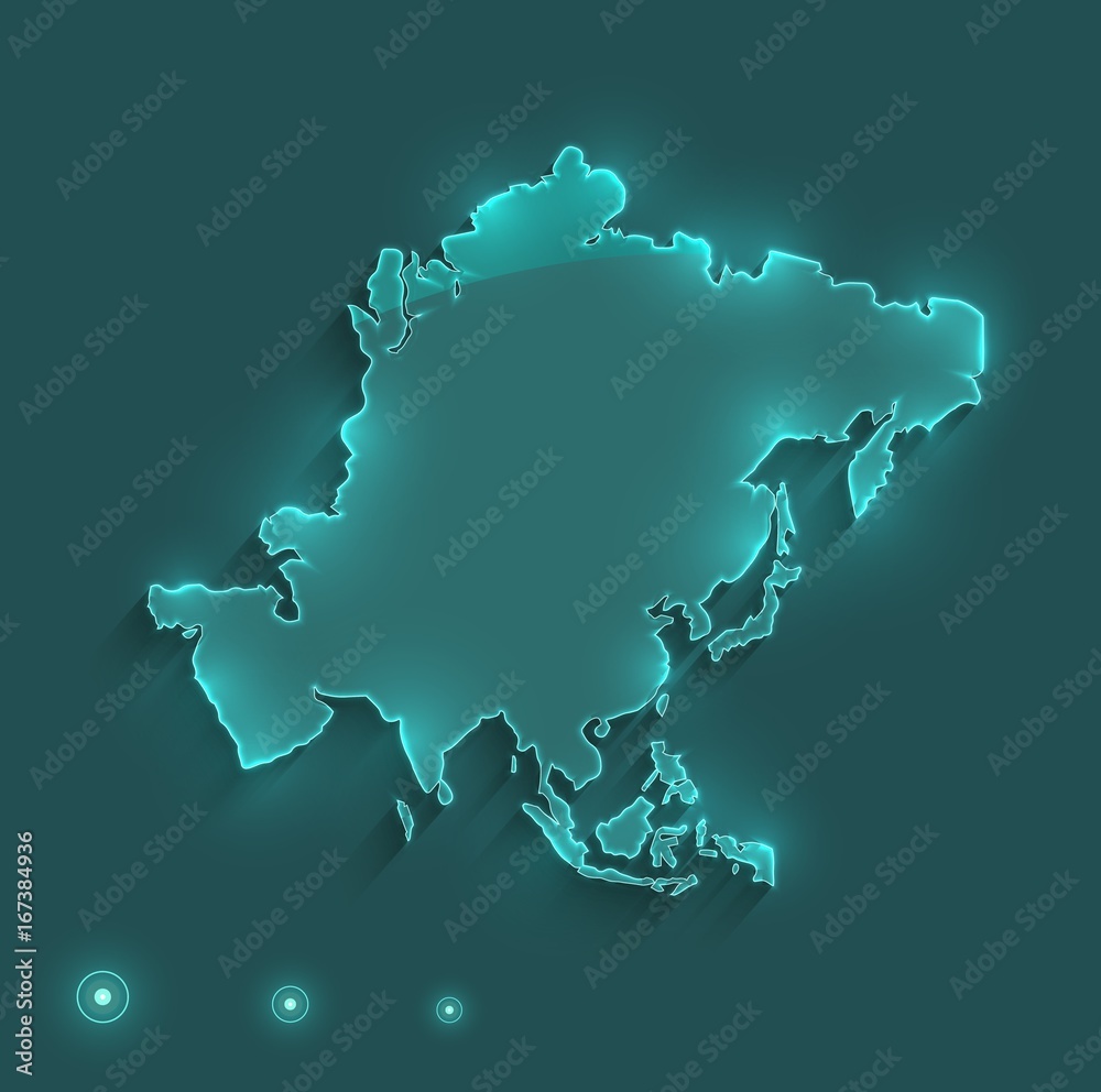 Asia map light neon vector Stock Vector | Adobe Stock