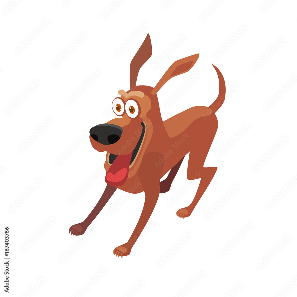 Happy funny dog icon. Cute comic shocked dog with open mouth and eyes ...