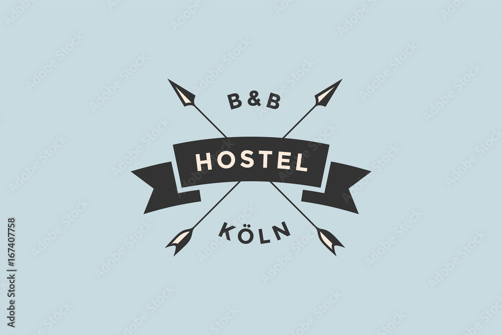 Emblem of Hostel with arrows and text BB, Hostel. Logo template for ...