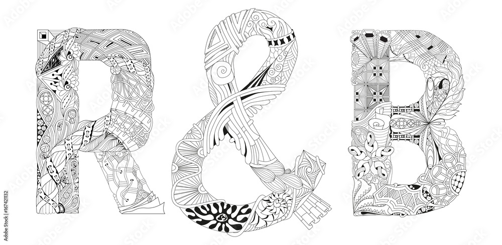Word R&B for coloring. Vector decorative zentangle object Stock Vector ...