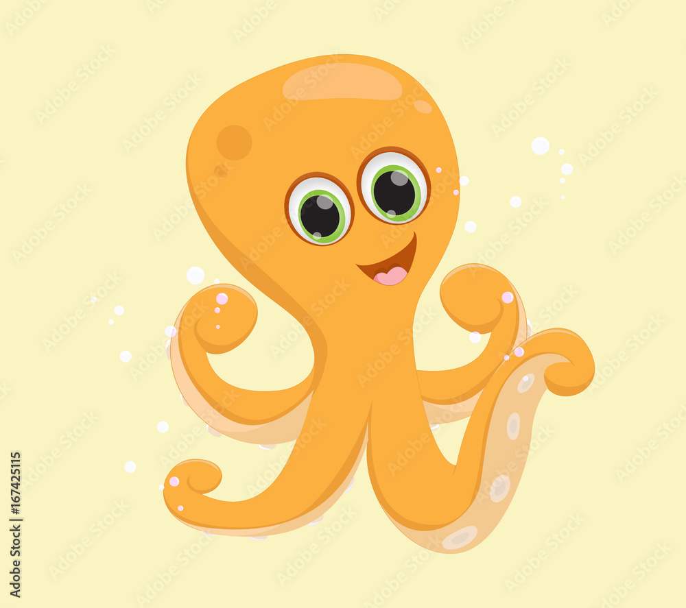 Happy Octopus cartoon Stock Vector | Adobe Stock