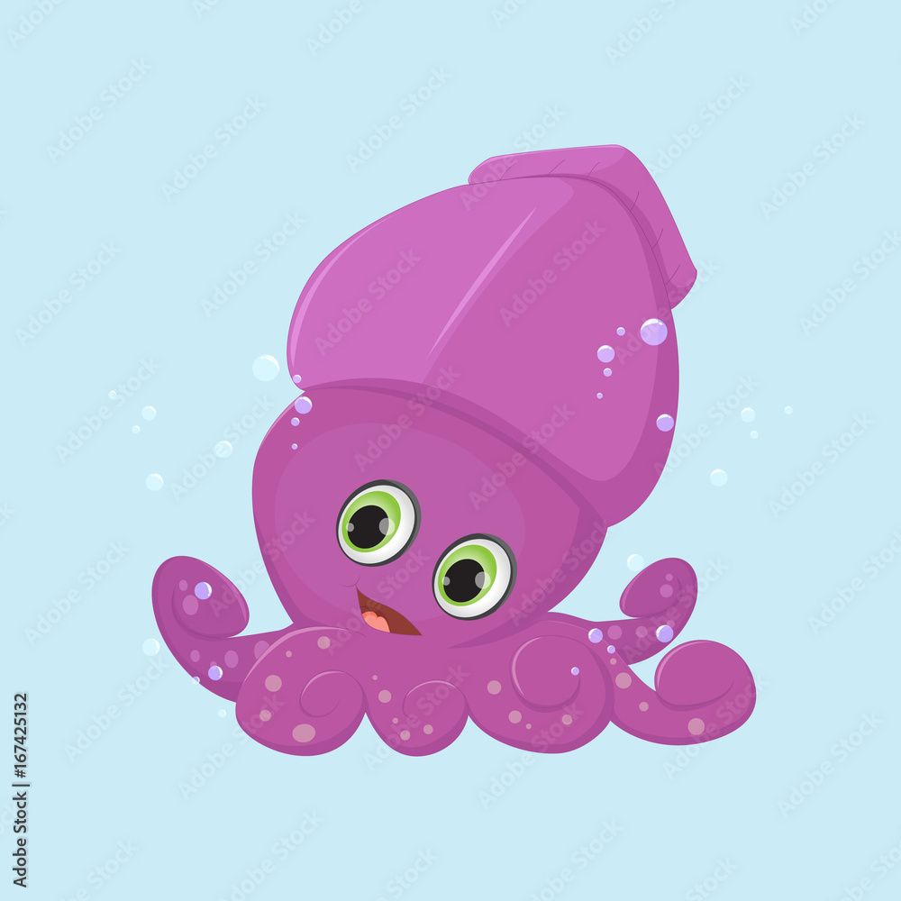 Cute squid cartoon Stock Vector | Adobe Stock