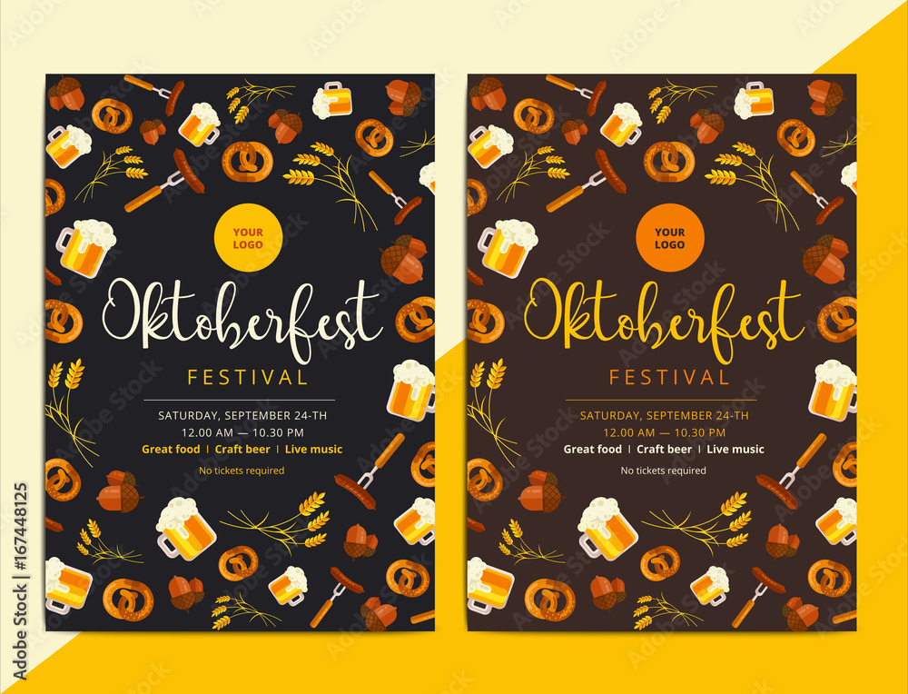 Oktoberfest vector poster background design. Octoberfest holiday banner ...