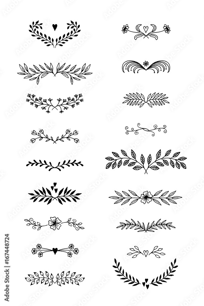 Hand drawn floral text dividers with flowers and leaves Stock Vector ...