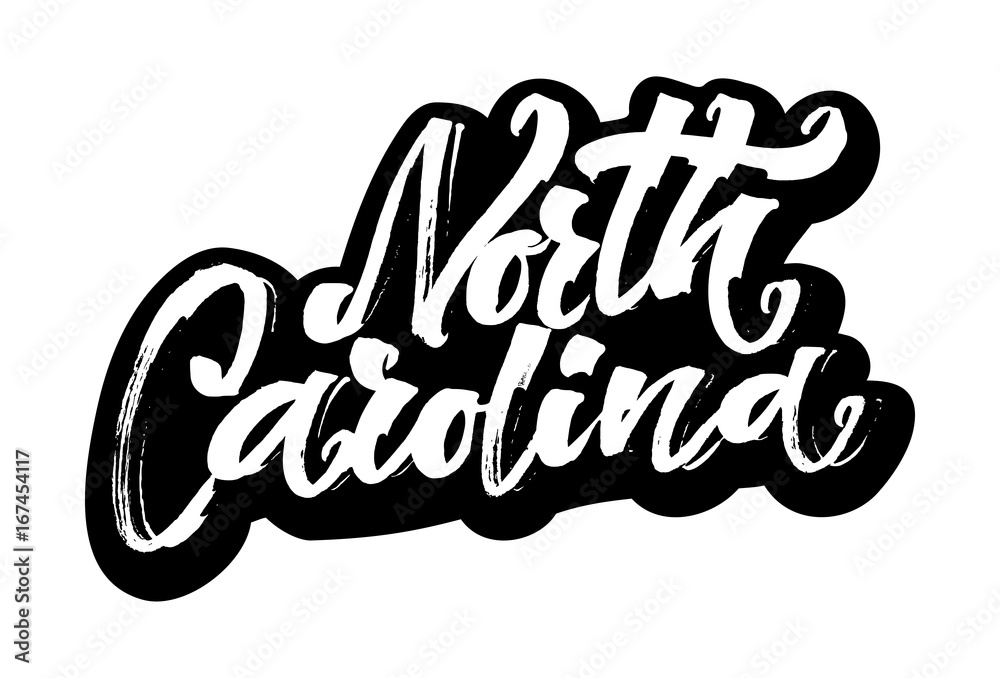 North Carolina. Sticker. Modern Calligraphy Hand Lettering for ...