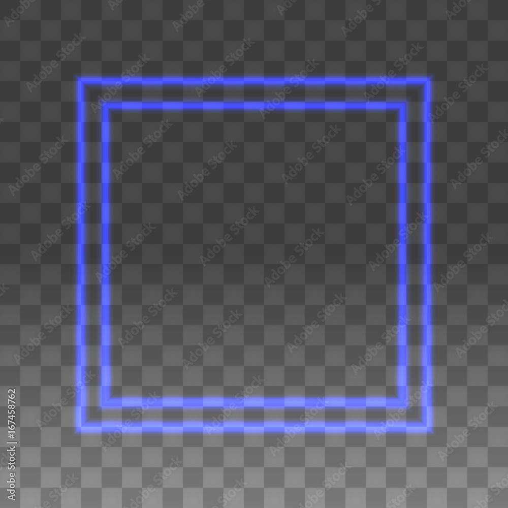 Blue neon frame on a transparent background, abstract illustration ...