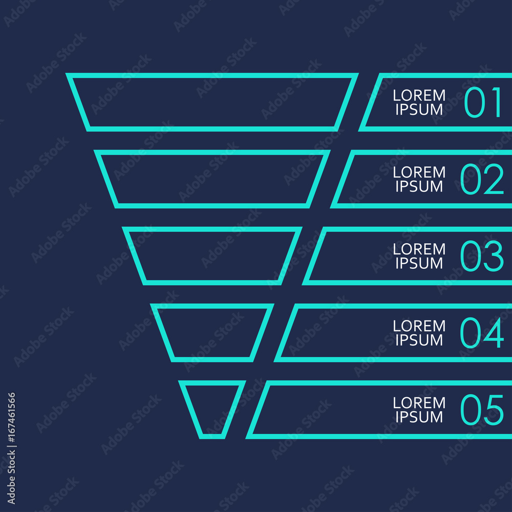 Funnel symbol template. Infographics design element with 5 steps ...