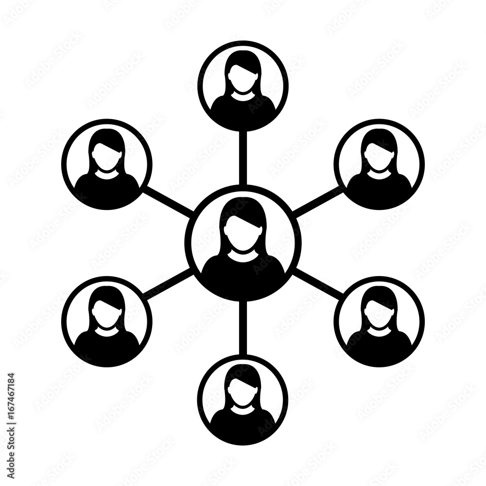 Women Team Icon Vector - Group of People Network and Connected Business ...