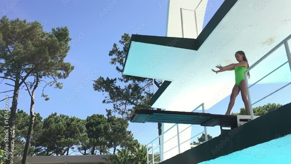 Little Girl jumping and diving in Swimming Pool -Slow Motion- Perfect ...