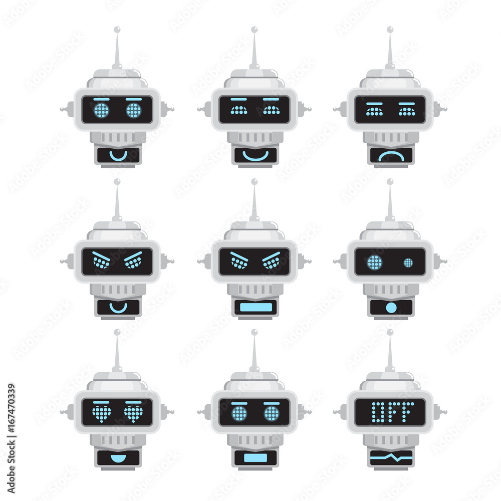 Robot emotion. Emoji Illustrations. Vector illustration. Stock Vector ...
