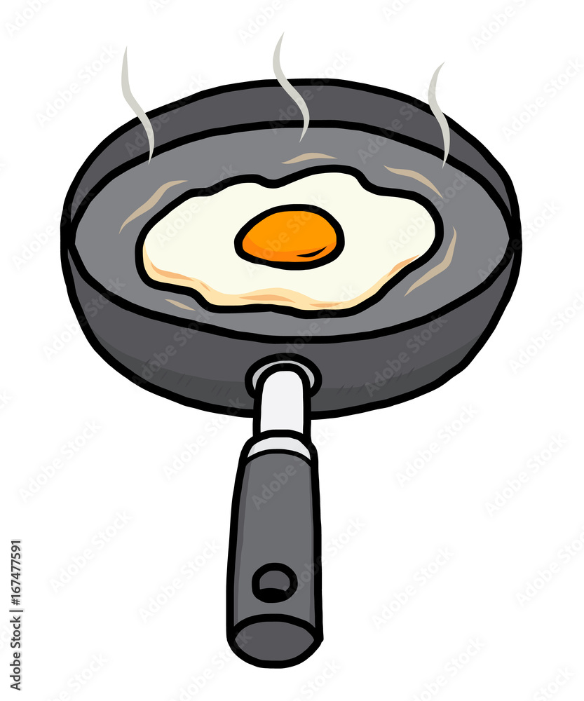 fried egg with pan / cartoon vector and illustration, hand drawn style ...