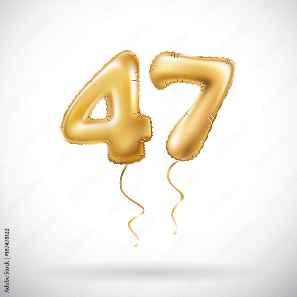 Vetor do Stock: vector Golden number 47 forty seven metallic balloon ...