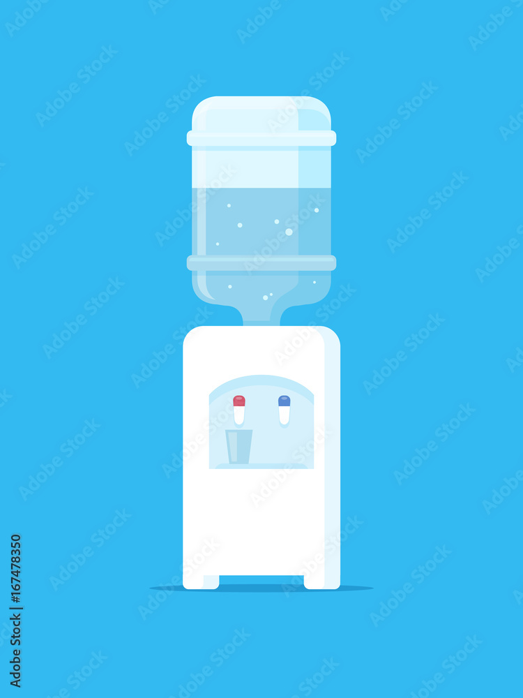 Water cooler vector illustration in flat style on blue background Stock ...