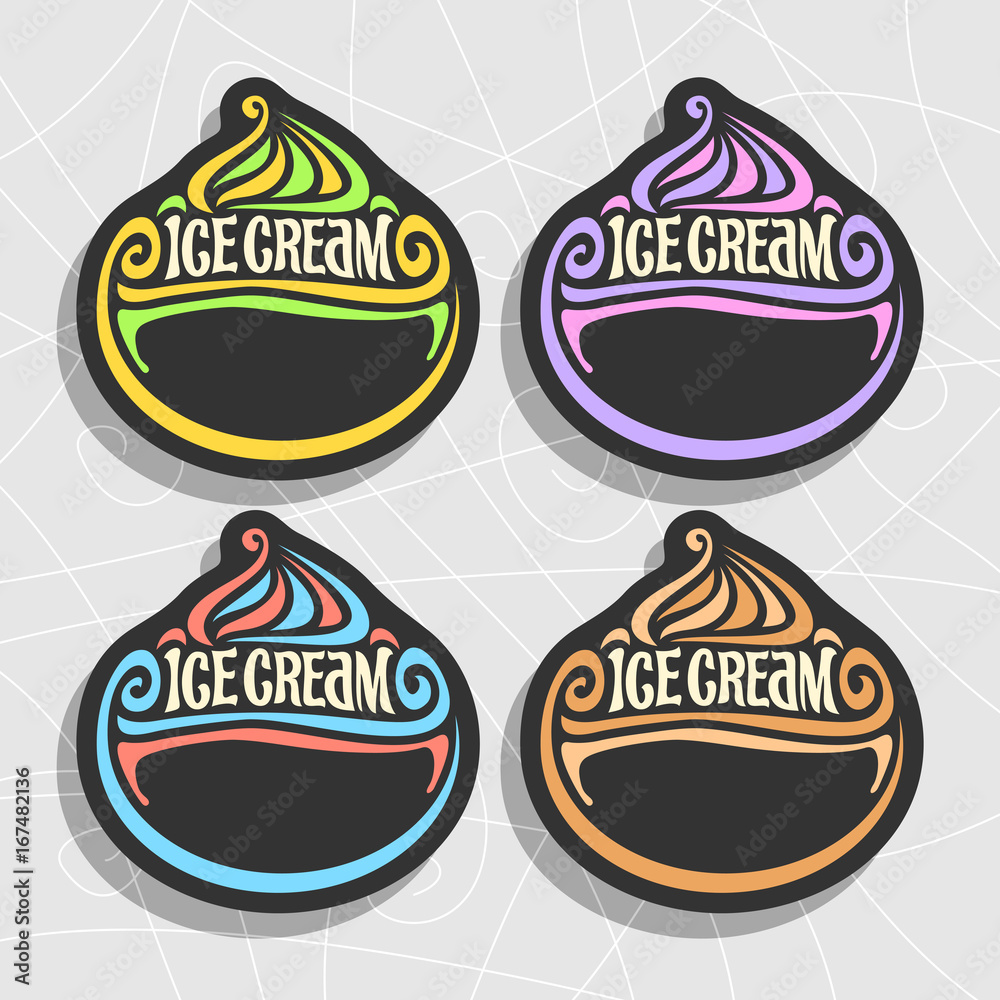 Vector set of Ice Cream Labels: 4 price tags with copy space for ice ...